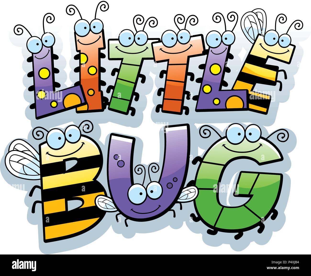 A cartoon illustration of the text little bug with a bug theme Stock ...