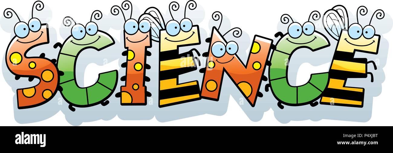 A cartoon illustration of the text science with a bug theme Stock ...
