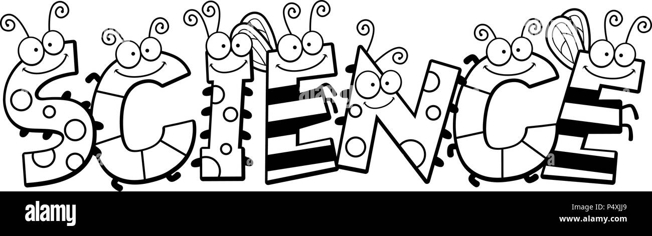 A cartoon illustration of the text science with a bug theme Stock ...