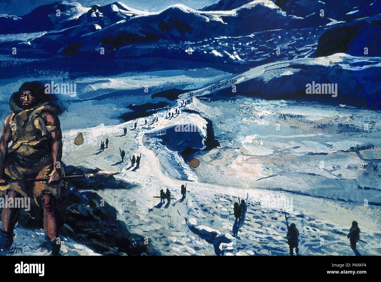 Prehistory. The first Americans. Colored drawing Stock Photo - Alamy