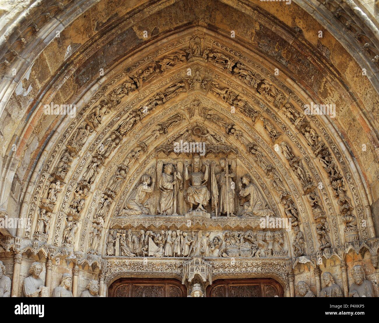 Gothic art. Cathedral of Santa Maria de Regla. Tympanum of the central ...