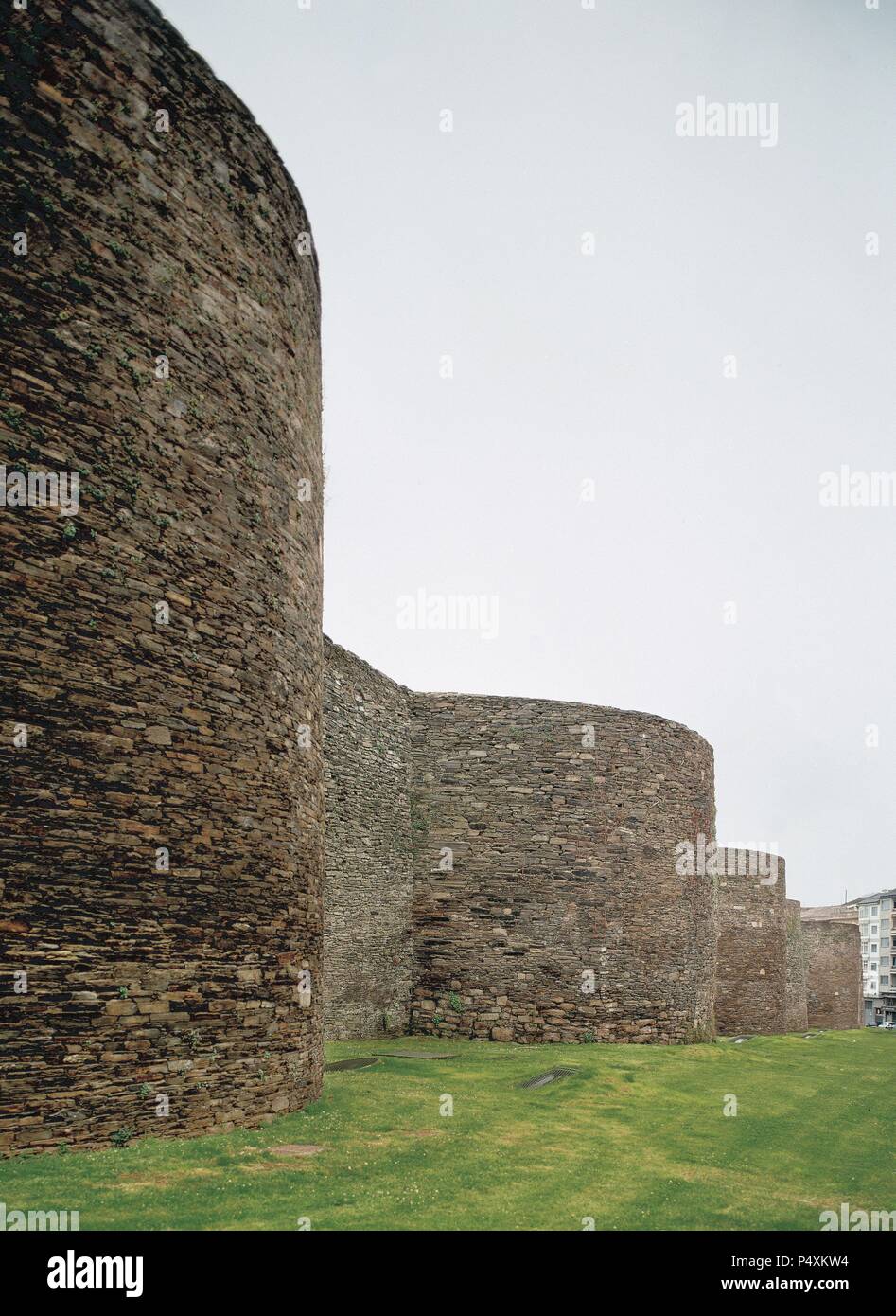 Spain. Galicia. Lugo. Roman walls. Were constructed in the 3rd Century ...