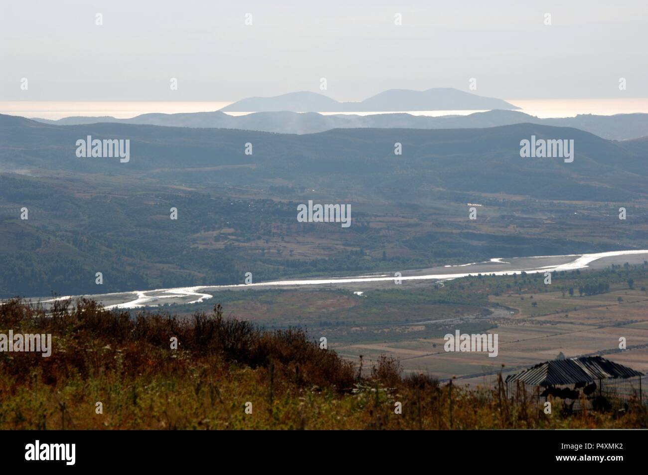 REPUBLIC OF ALBANIA. River Vjoses (Vjosa) valley Stock Photo - Alamy