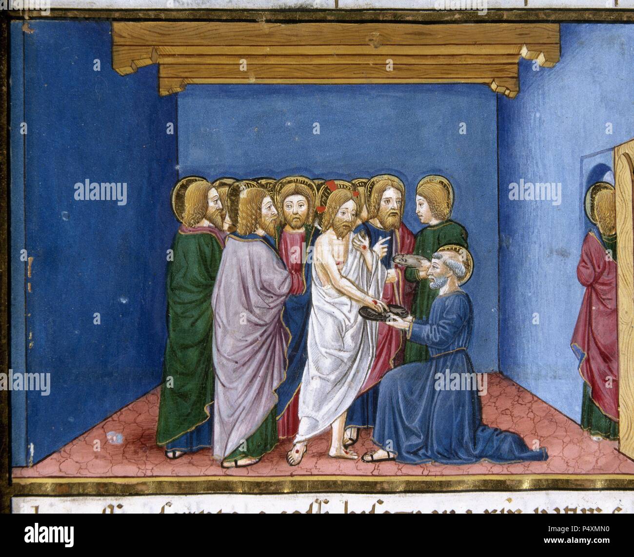 Jesus appears to the disciples. Codex of Predis (1476). Royal Library ...
