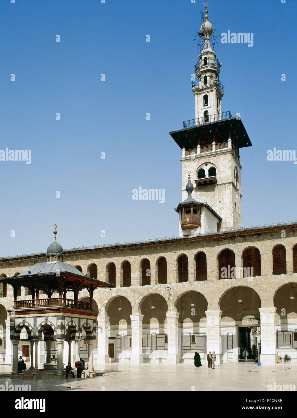Syria. Great Mosque of Damascus. Courtyard with ablutions fountain in ...