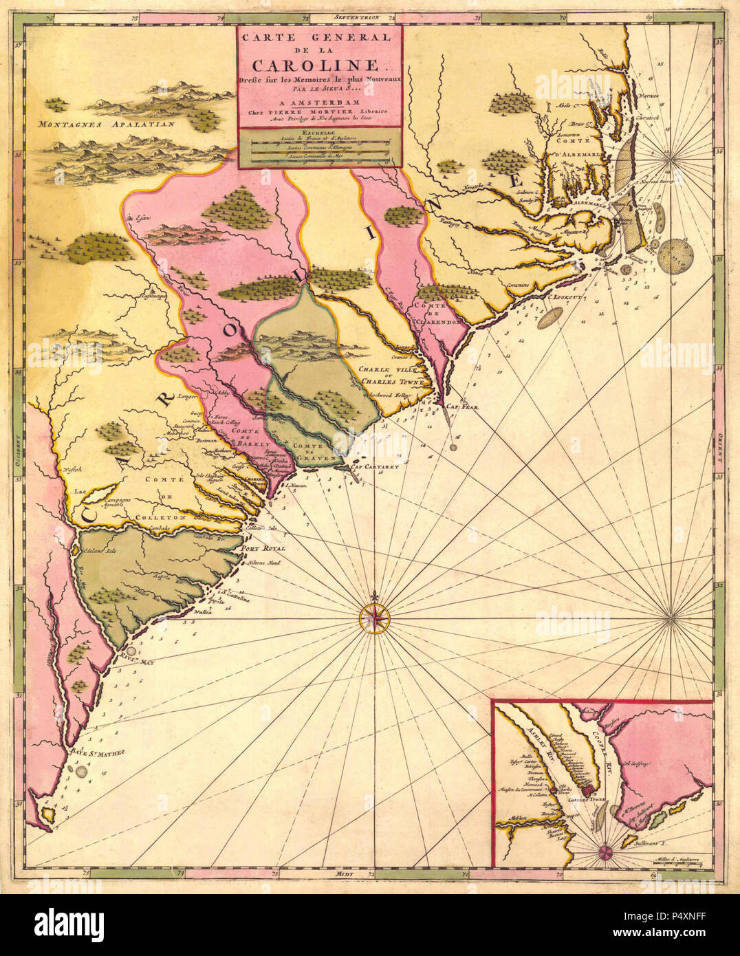1683 map of South Carolina Stock Photo - Alamy