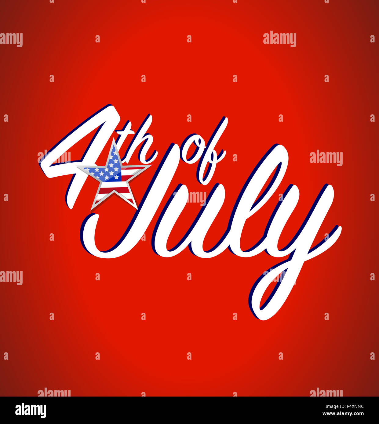 4th of july sign. Vector Illustration. isolated over red wave ...