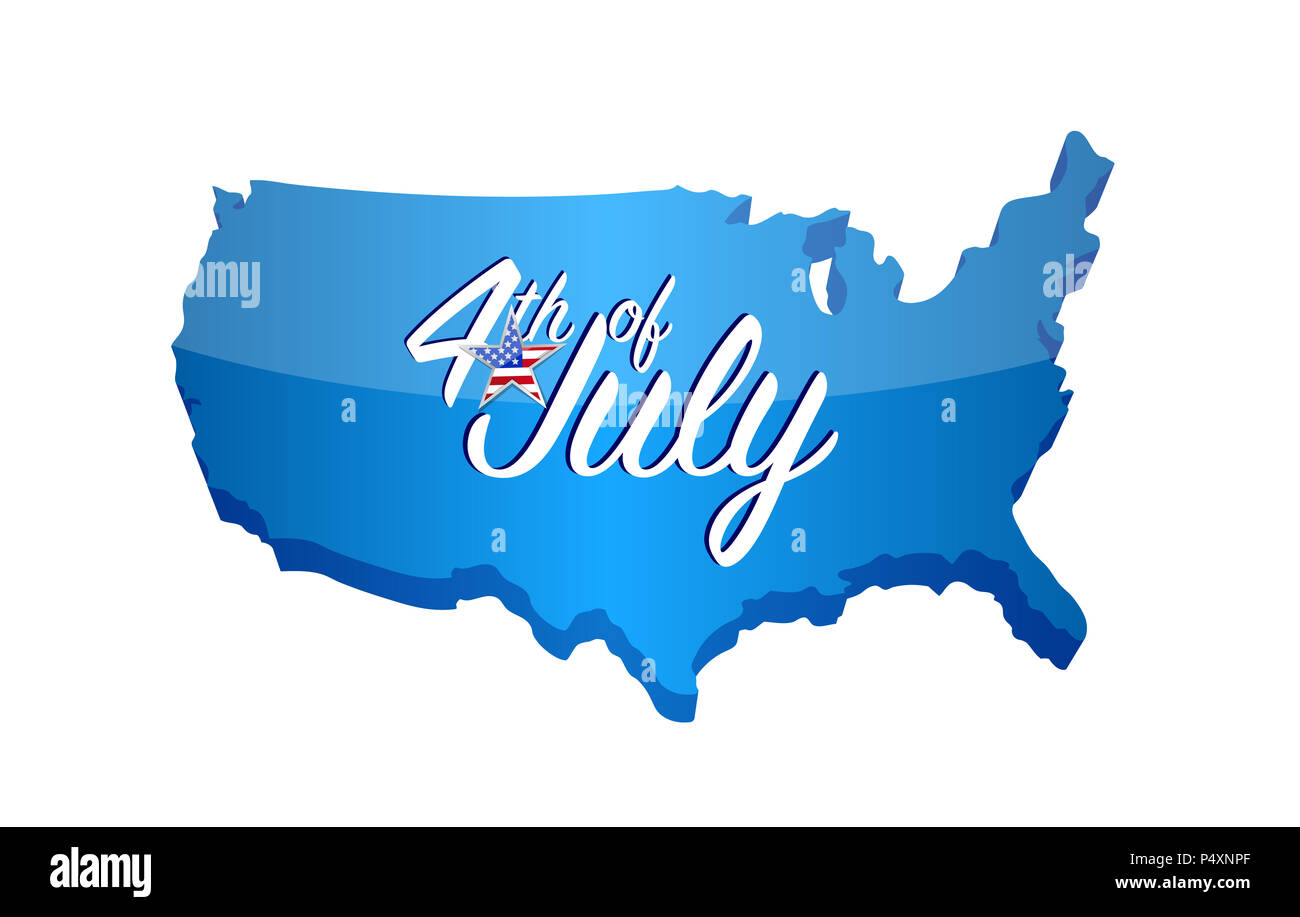 4th of july map sign. Vector Illustration. isolated over white ...