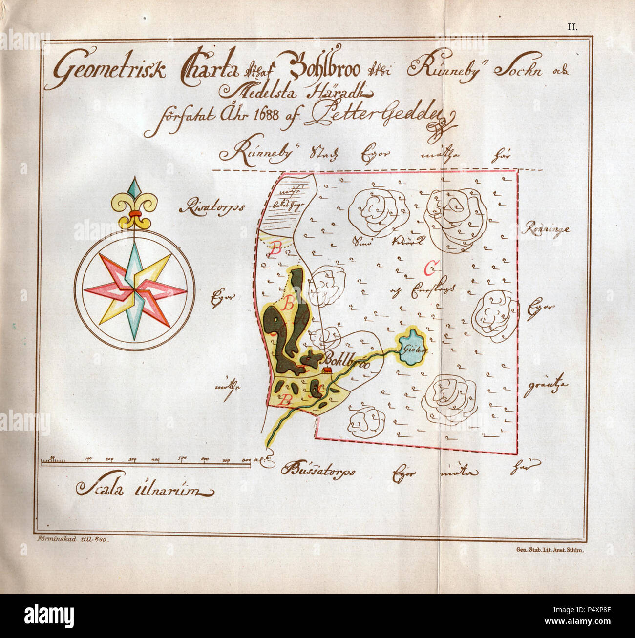 1688 års karta öfver Bålebro Stock Photo - Alamy