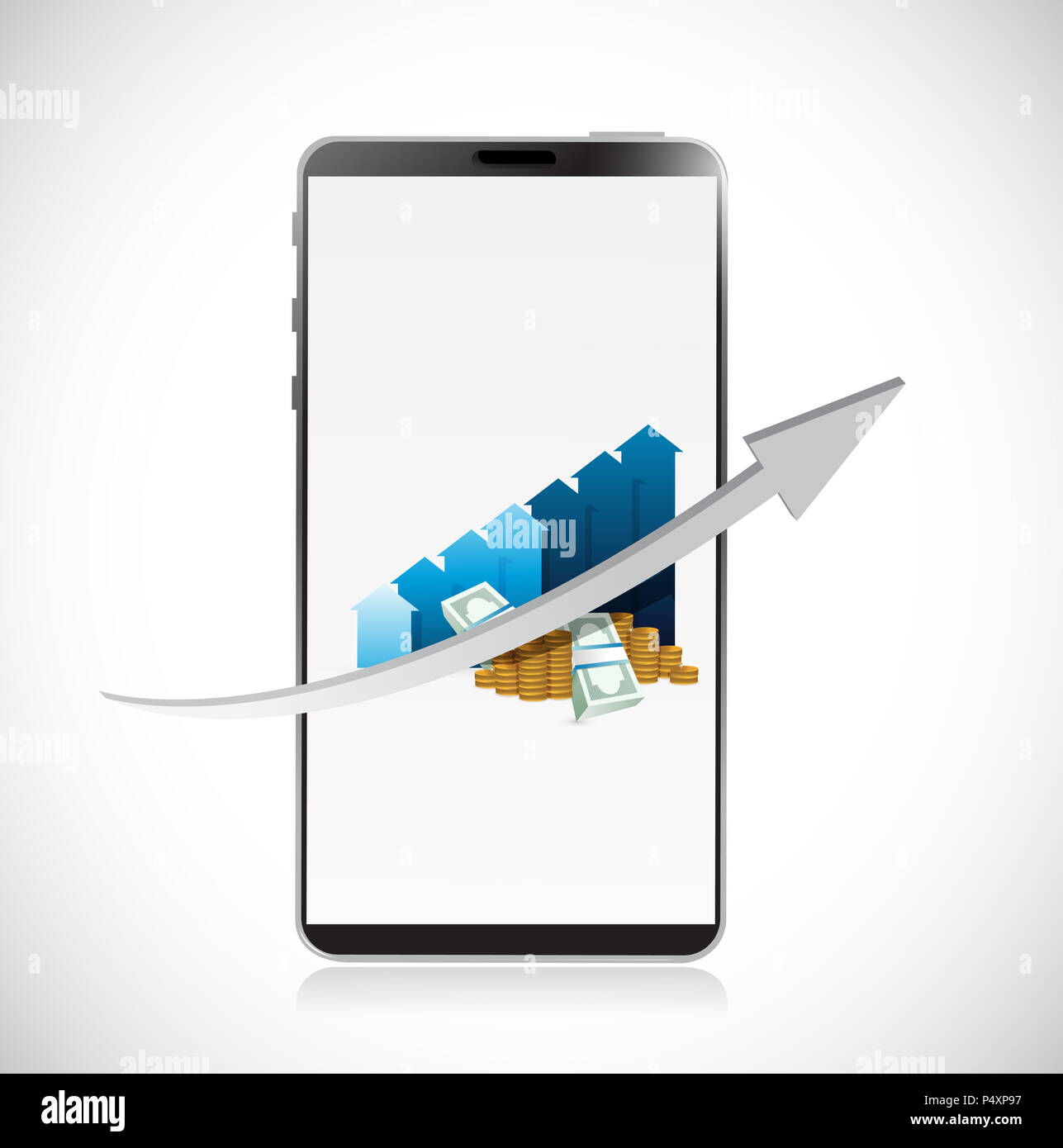 smartphone business graph design graphic. Vector Illustration. isolated ...