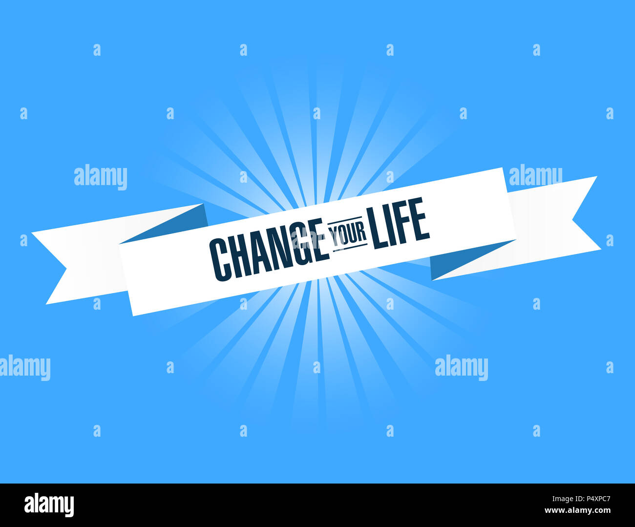 change your life ribbon. Vector Illustration. isolated over a blue ...