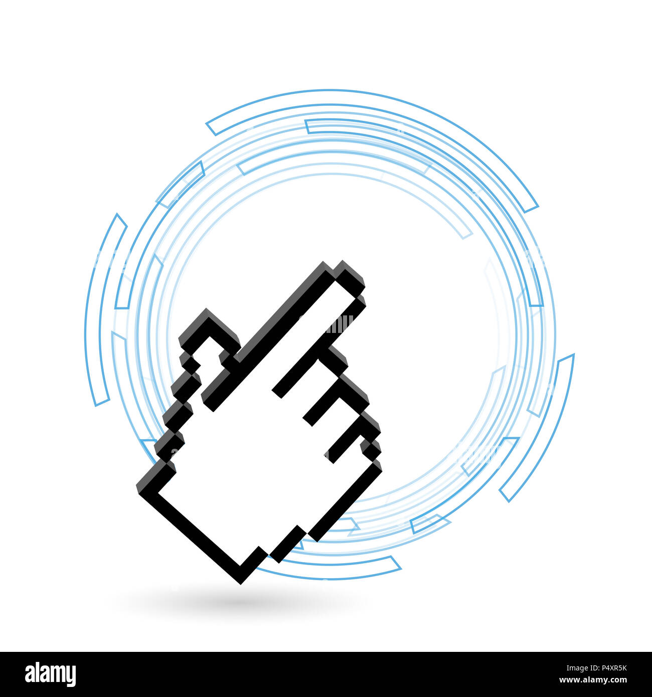 hand cursor over a tech turning circle . vector illustration design ...