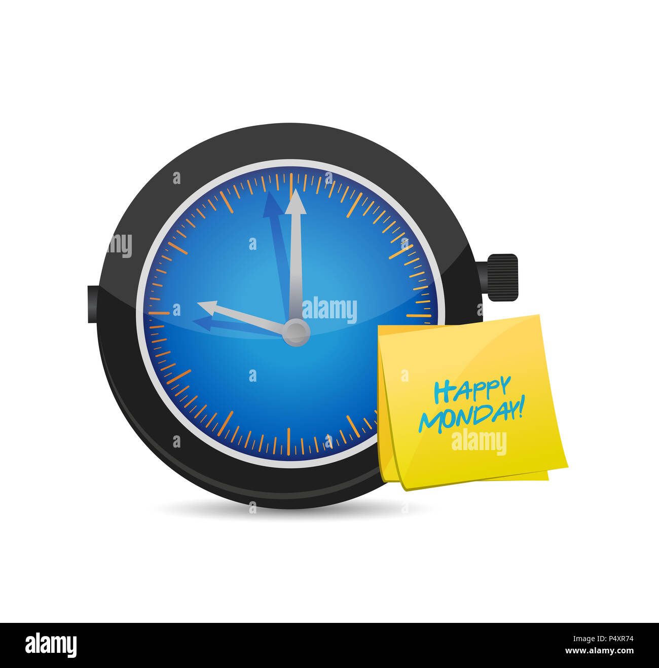 clock happy monday. Vector Illustration. isolated over white Stock ...