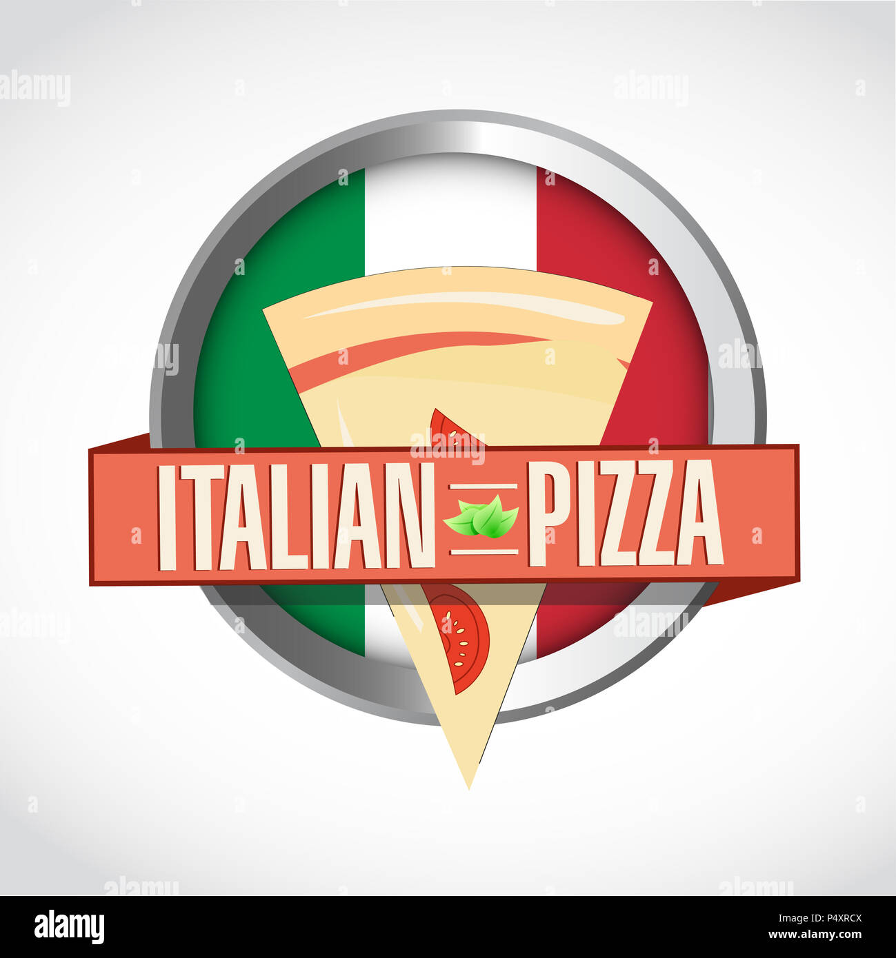 Italian Pizza shield sign and ribbon. design graphic. isolated over ...