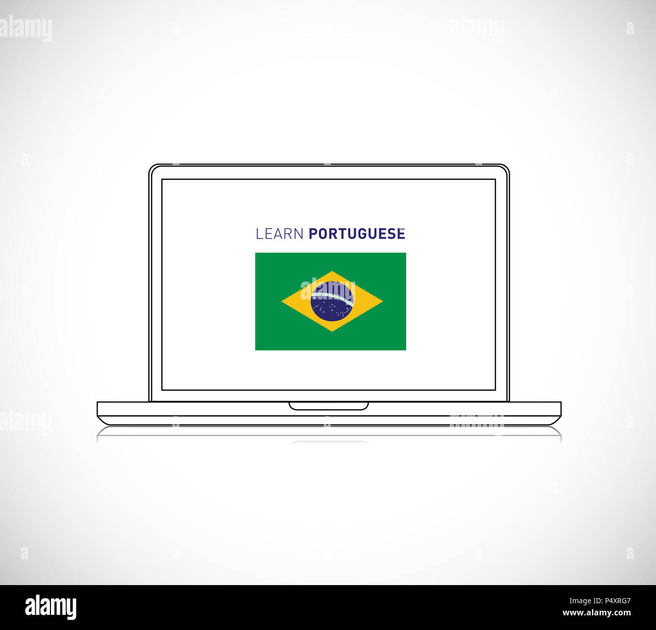 learn portuguese online sign. Vector Illustration. isolated over white ...