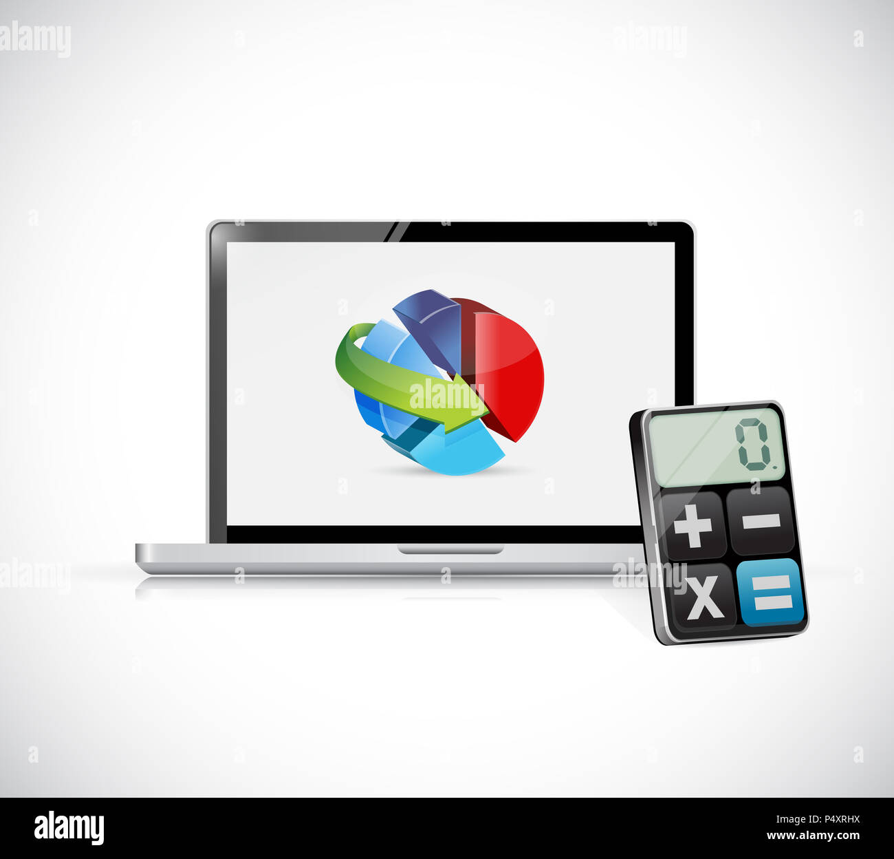 Business laptop and calculator. vector illustration design over white ...