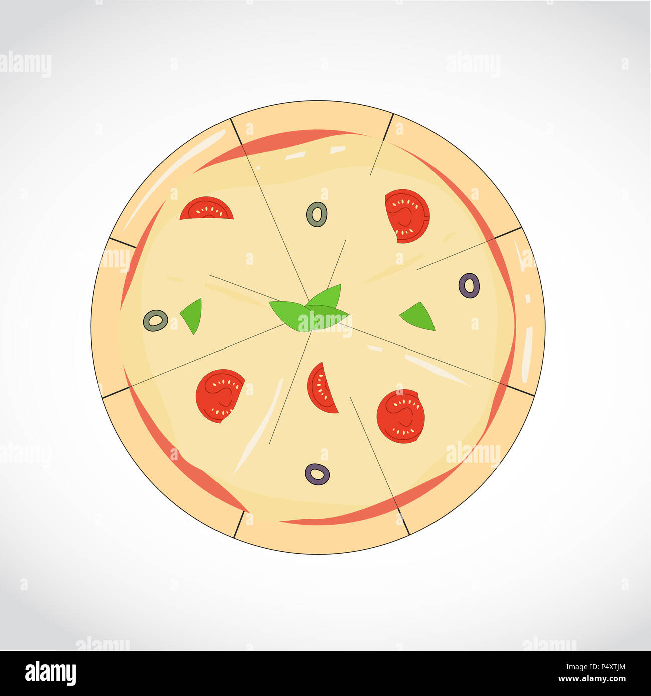 authentic Italian pizza and plate. design graphic. isolated over white ...