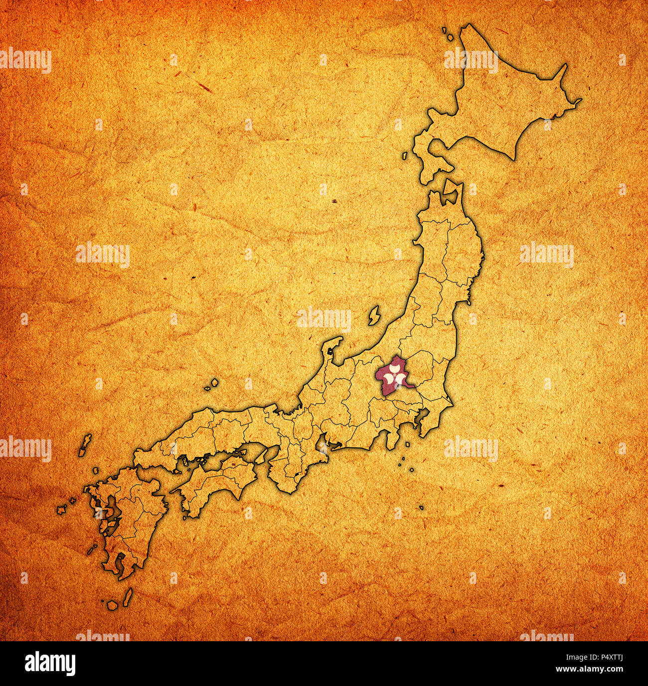 flag of gunma prefecture on map with administrative divisions and ...