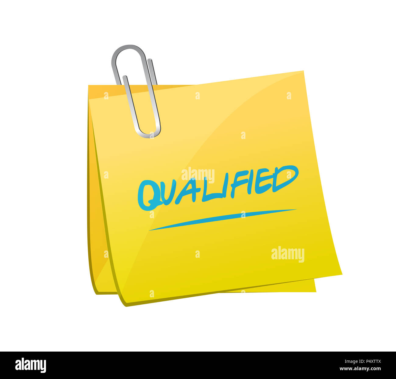 Qualified post message. hand written note. isolated over a white ...