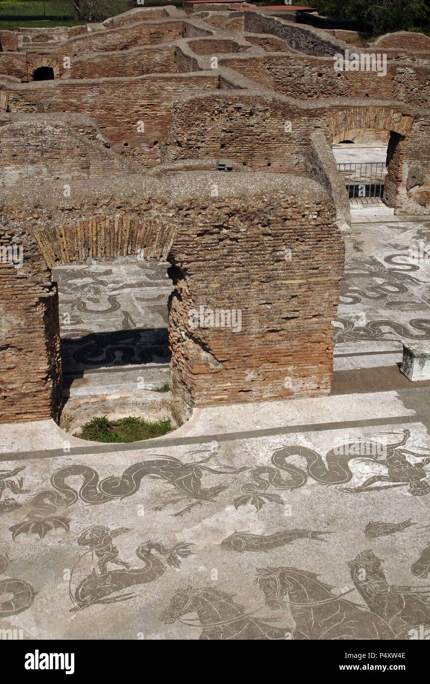 Baths of Neptune. 1st - 2nd centuries AD. Detail of mosaic of Neptune's ...