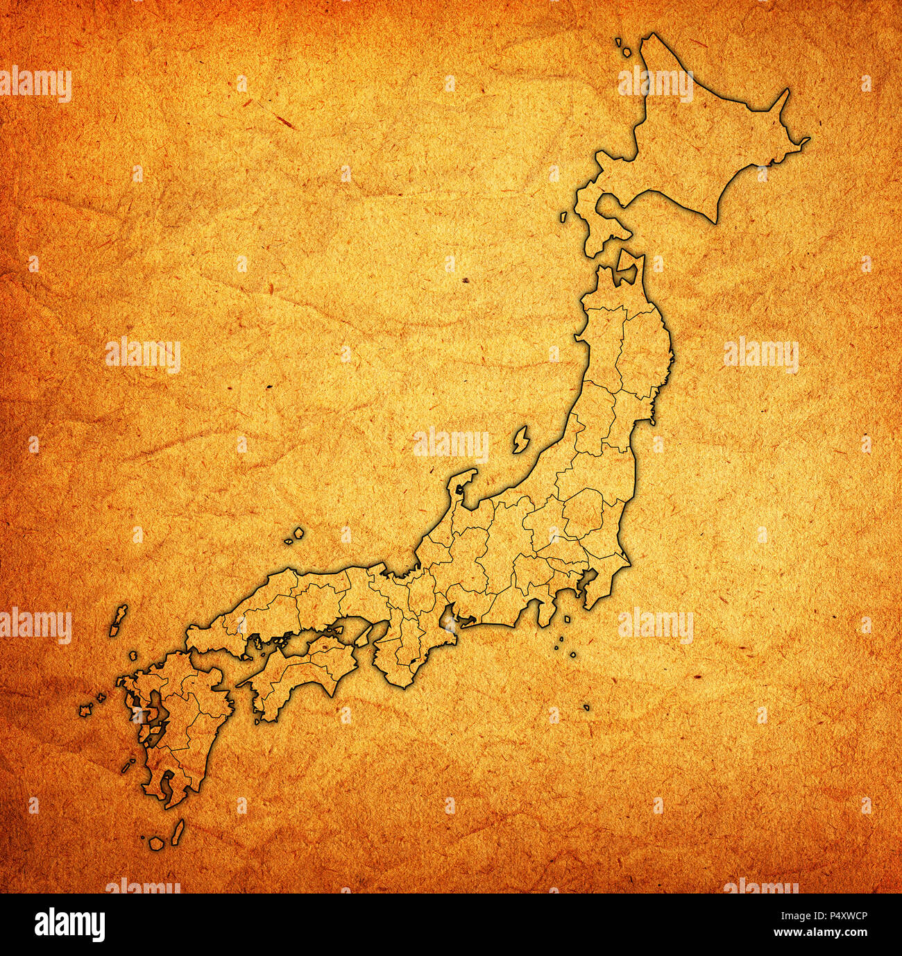 territory of japan prefectures on old map with administrative divisions ...