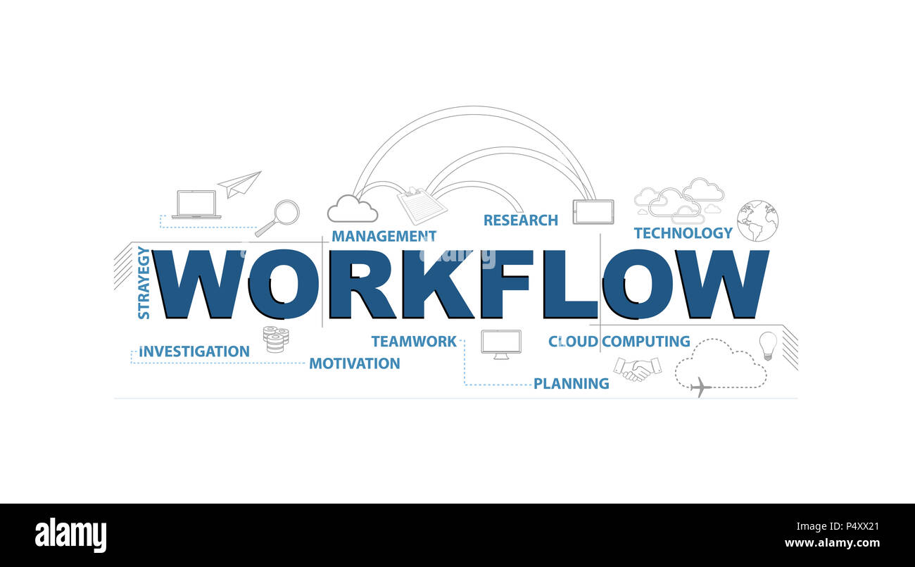 workflow text infographic design graphic concept over a blue background ...