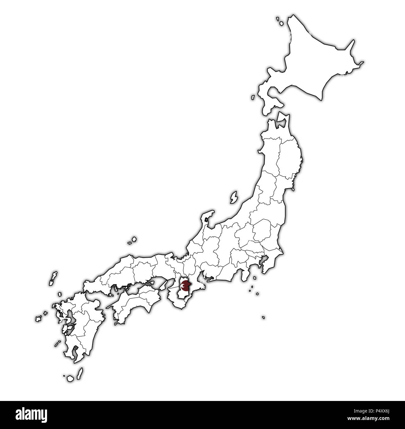 flag of nara prefecture on map with administrative divisions and ...