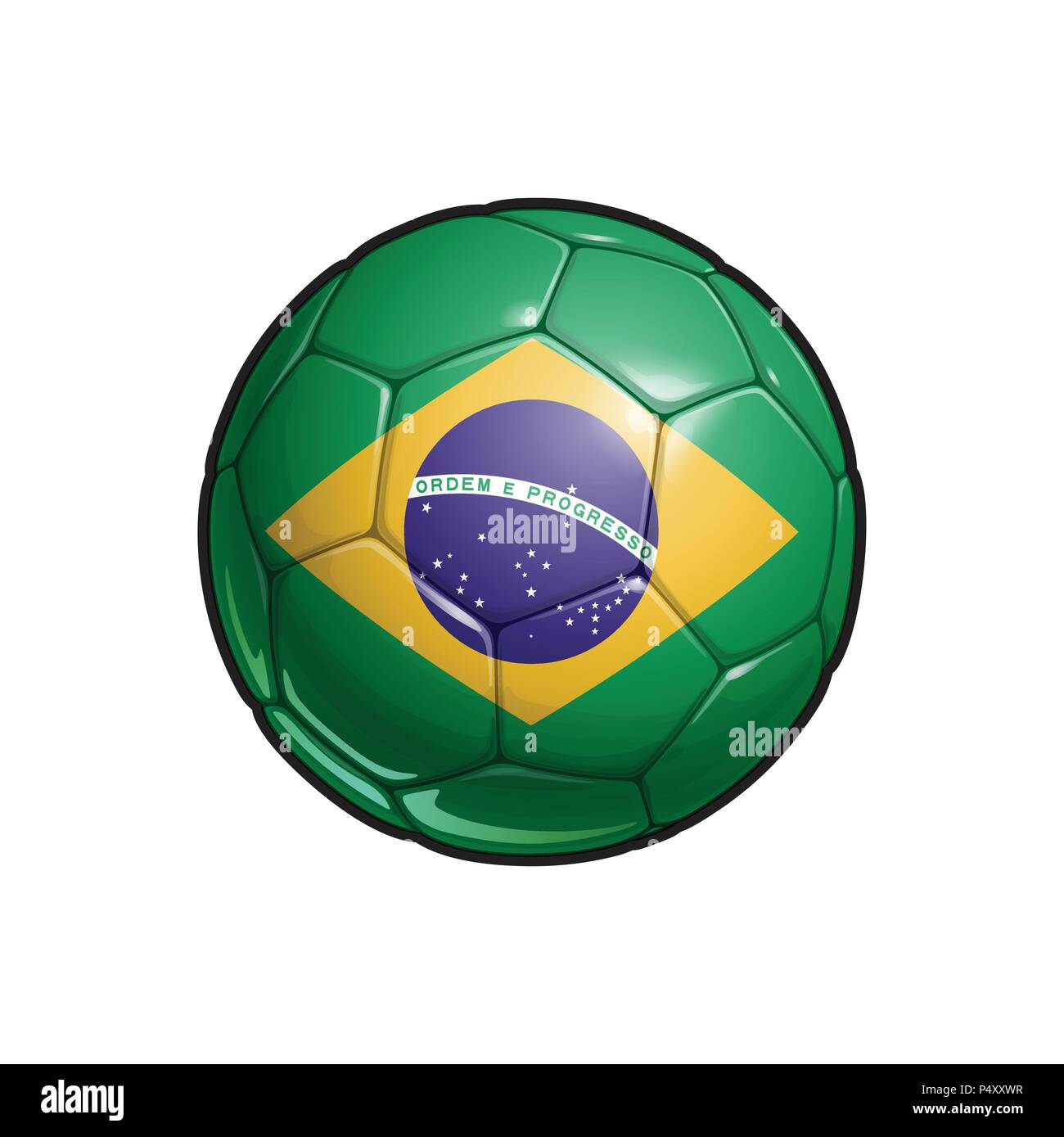 Vector Illustration of a Football – Soccer ball with the Brazilian Flag ...