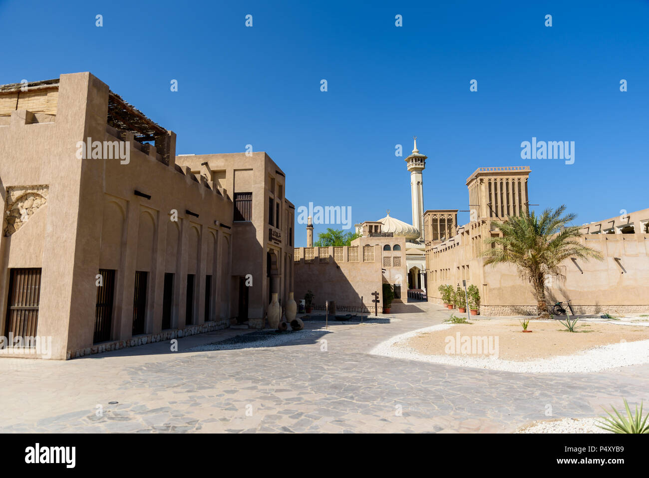 Bastakiya - old town with arabic architecture in Dubai, UAE Stock Photo ...