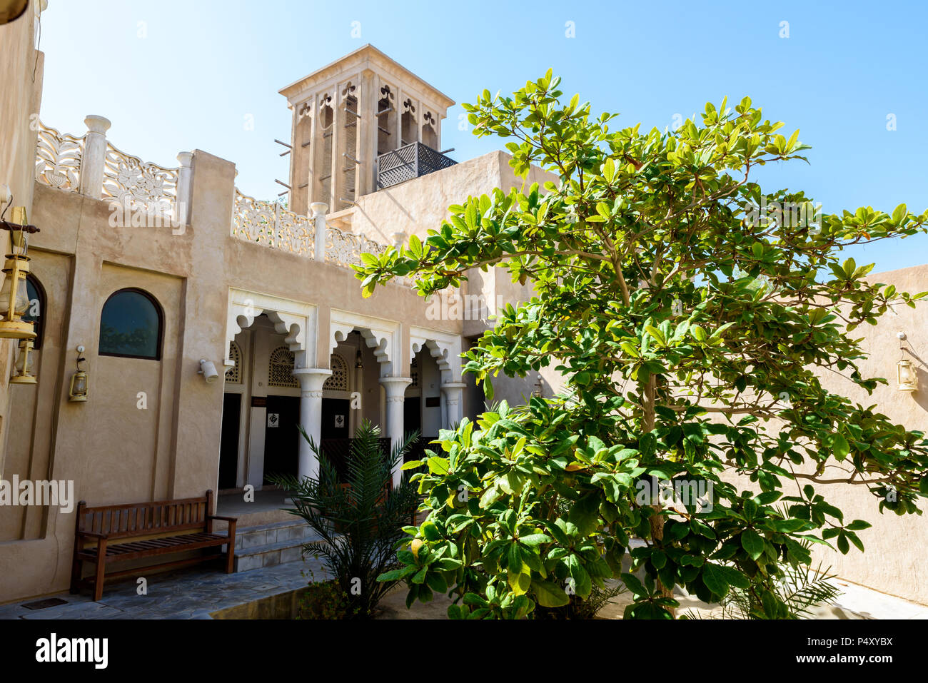 Bastakiya - old town with arabic architecture in Dubai, UAE Stock Photo ...