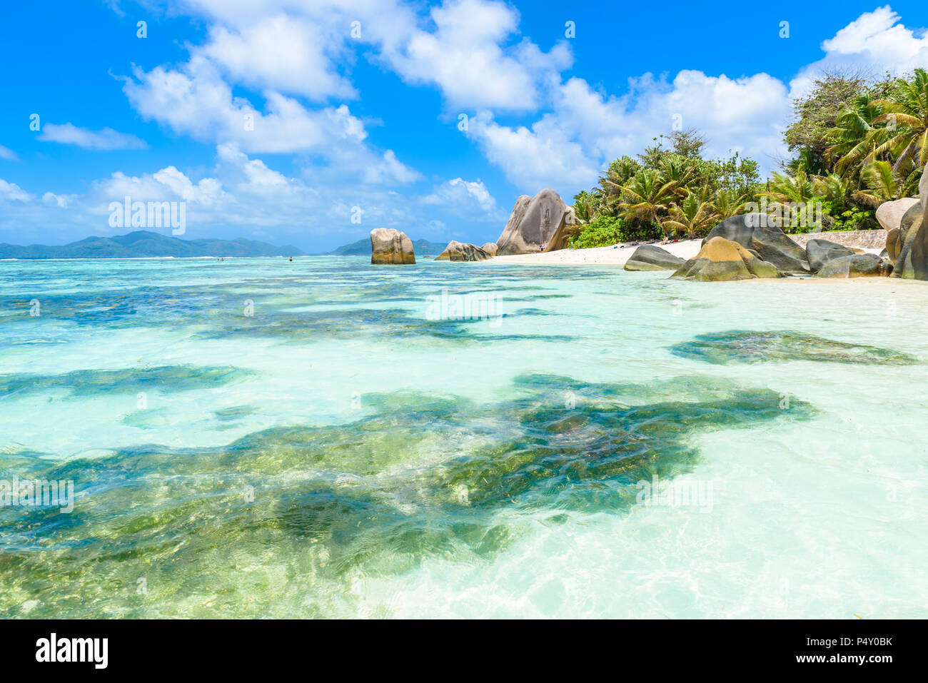 Source d'Argent Beach at island La Digue, Seychelles - Beautifully ...
