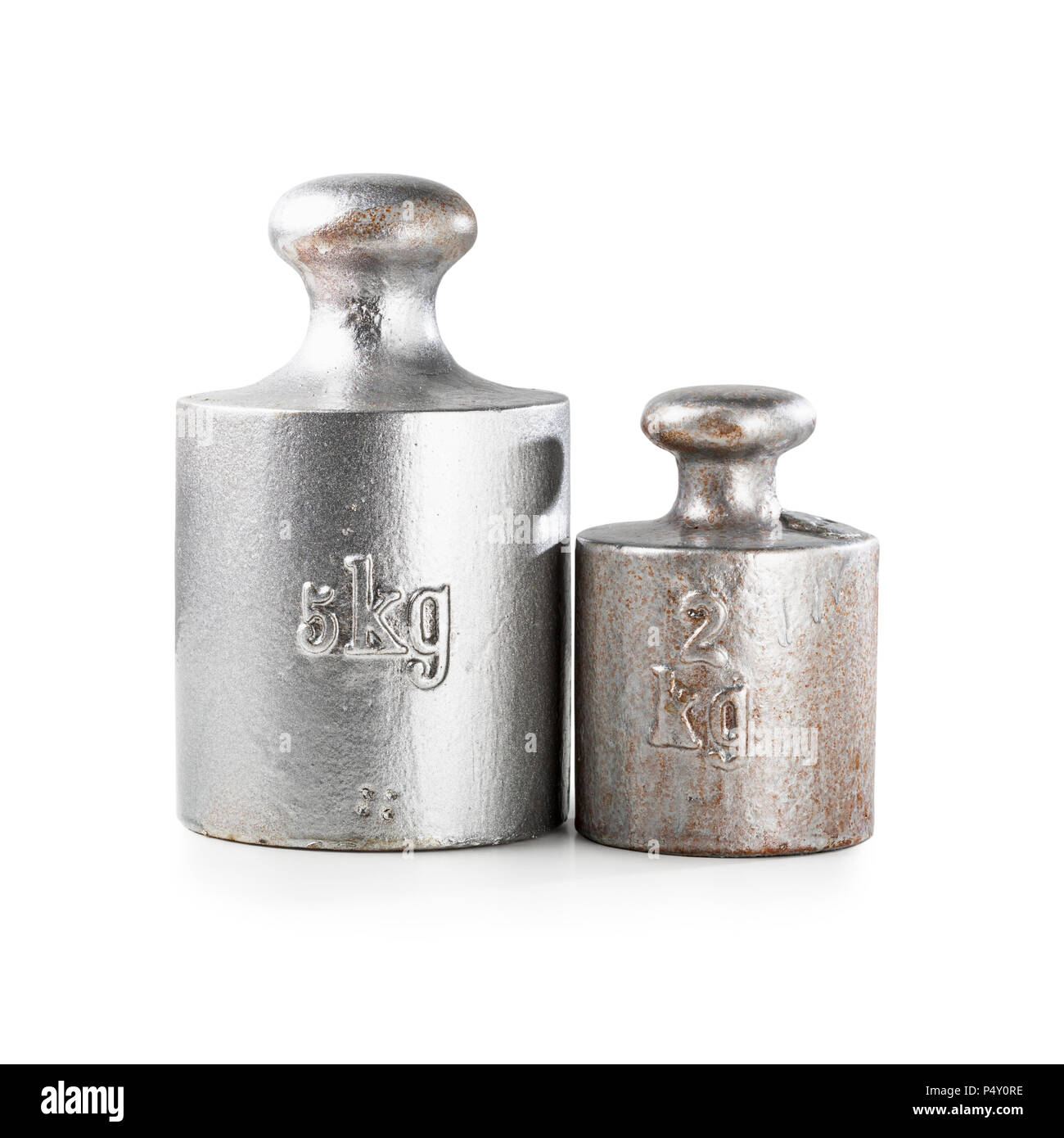 Old weights silver colored isolated on white background clipping path ...