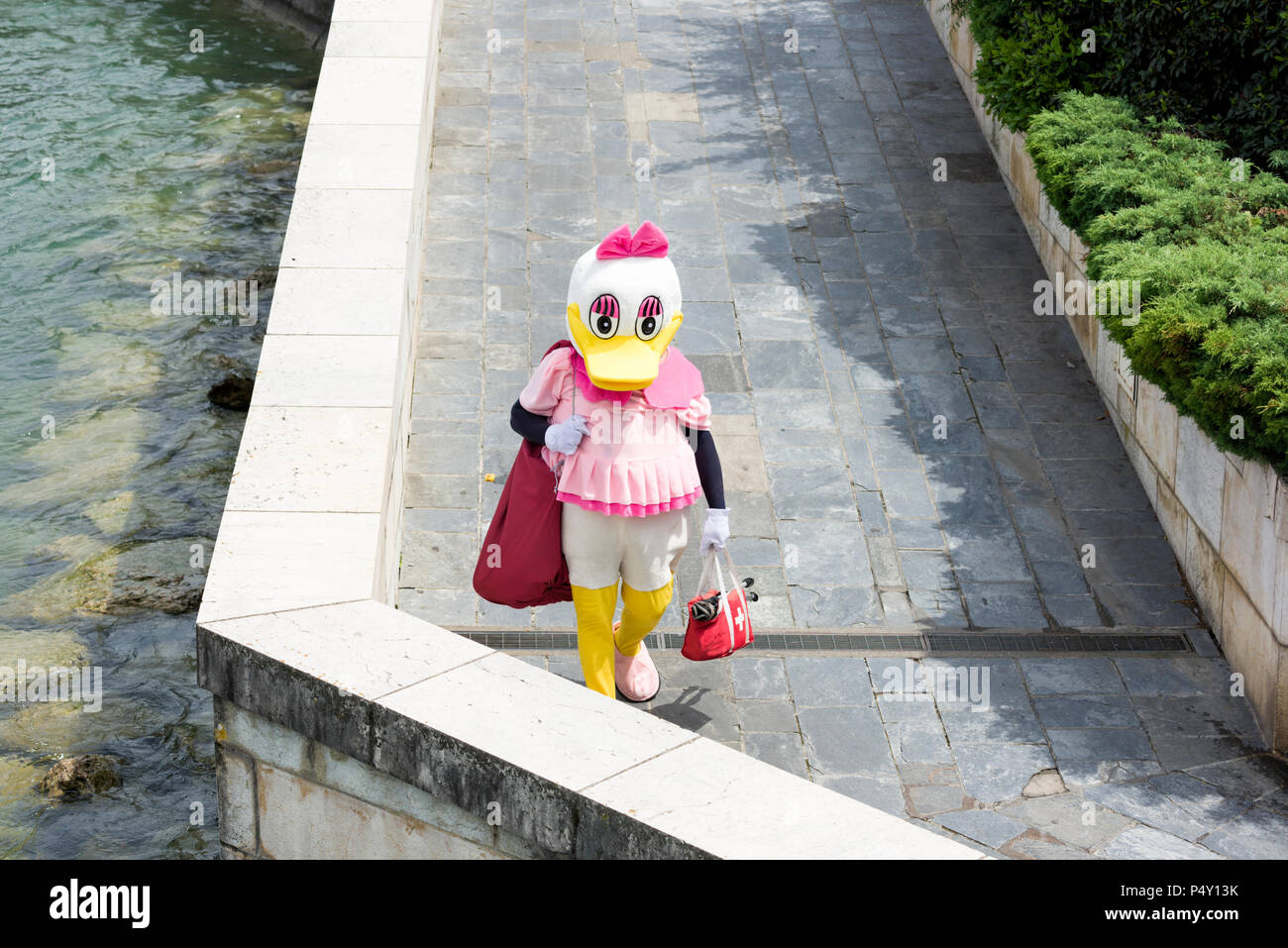 Geneva, switzerland - june 07, 2018 : a person disguised as a duck ...