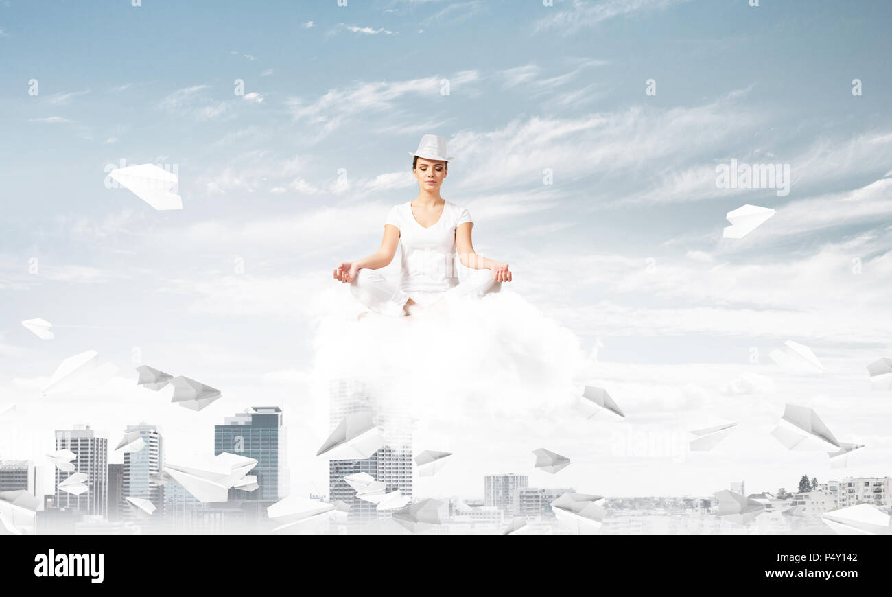 Young woman keeping mind conscious Stock Photo - Alamy