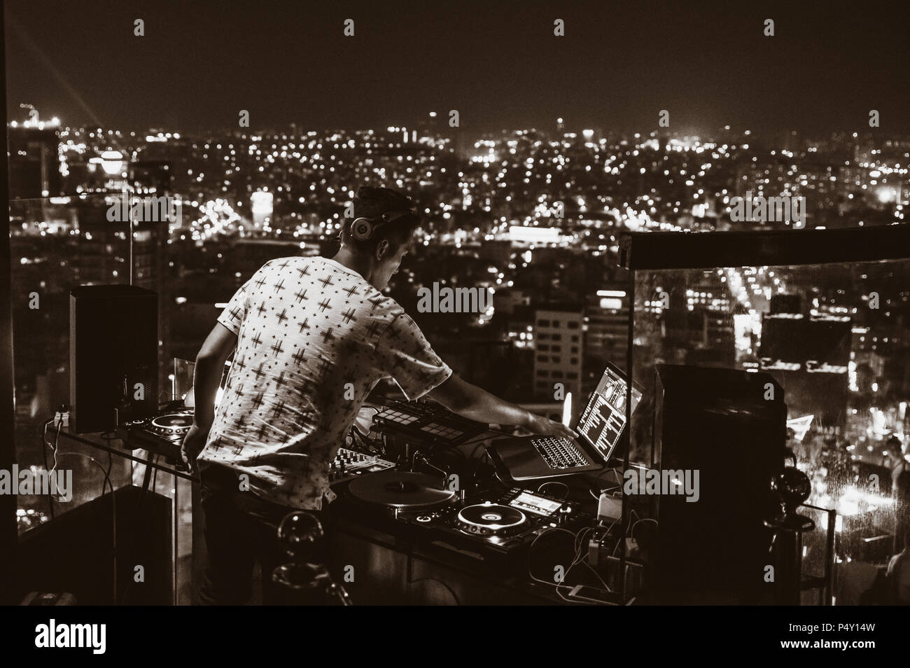 DJ - Party on top of building with music entertainment Stock Photo - Alamy