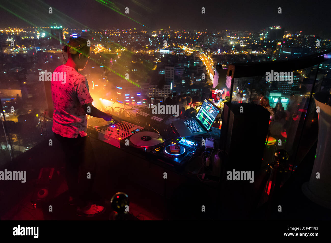 DJ - Party on top of building with music entertainment Stock Photo - Alamy