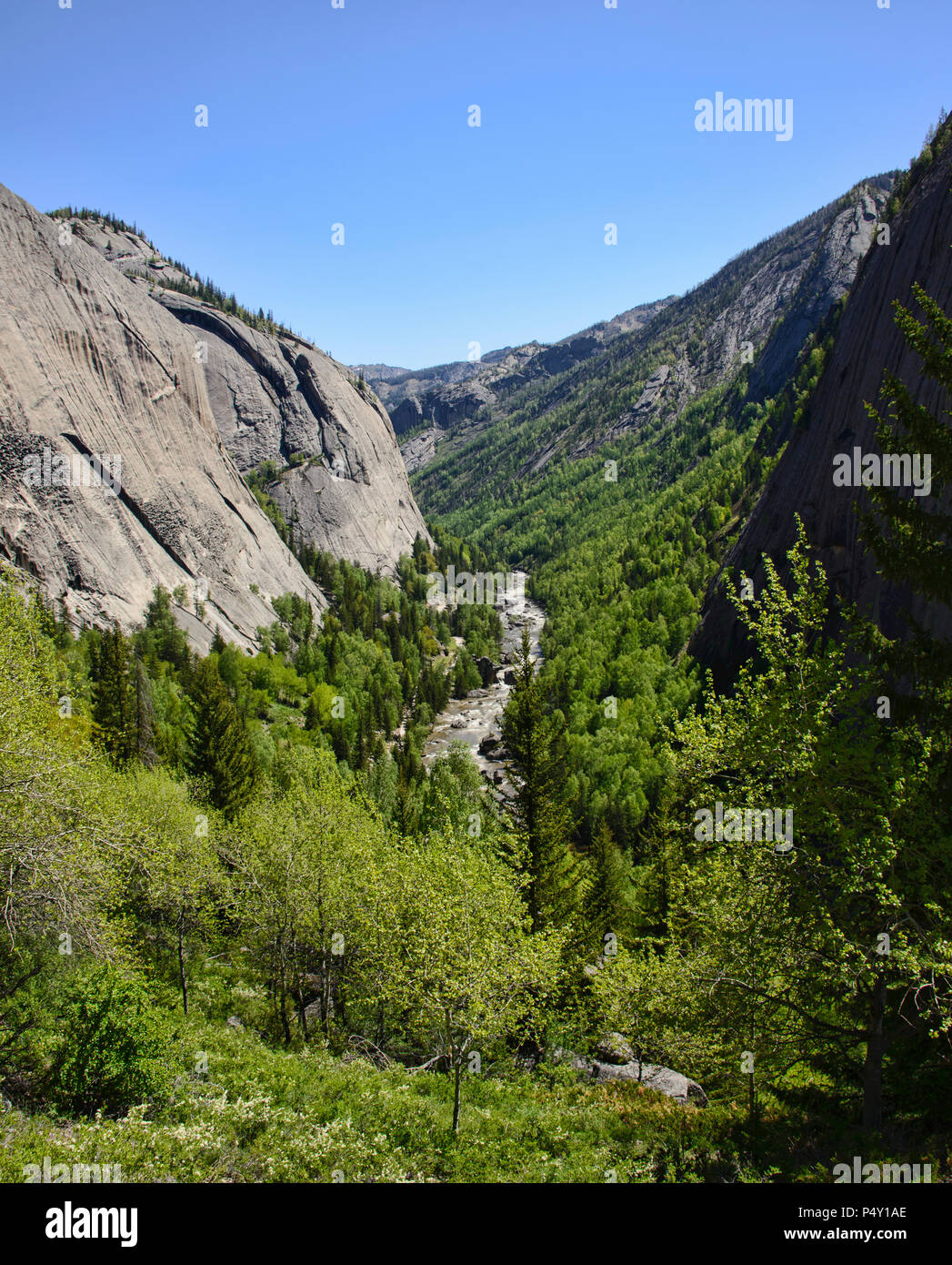 Looking down the Irtysh River, Keketuohai National Park, Xinjiang ...