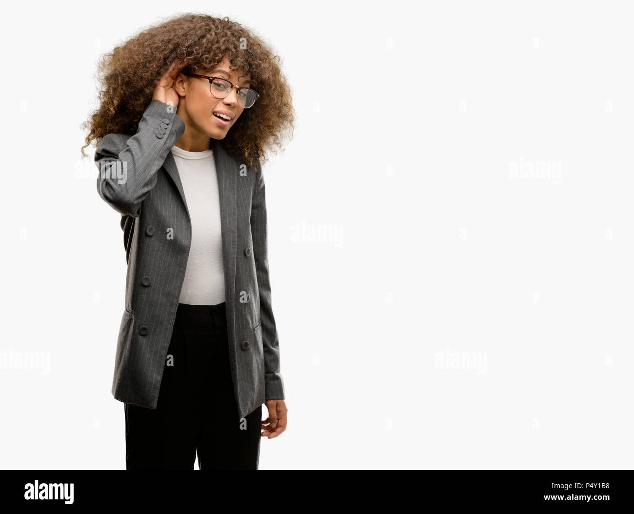 Black woman hand over mouth Cut Out Stock Images & Pictures - Alamy