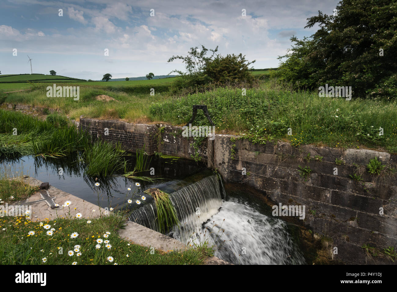 The historical Victorian staircase of canal locks at Tewifield, near ...