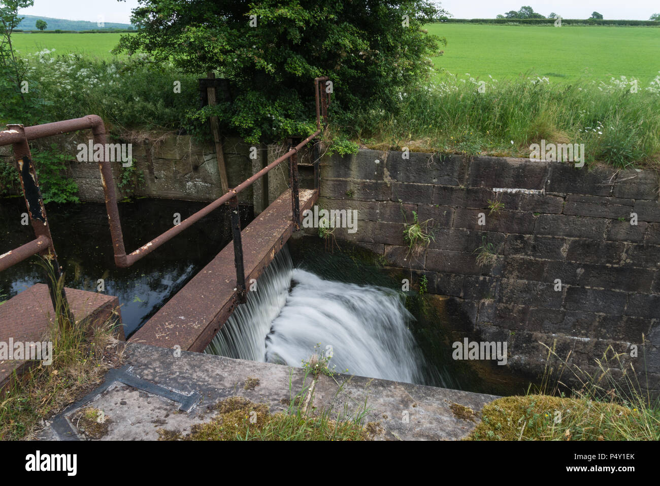 The historical Victorian staircase of canal locks at Tewifield, near ...