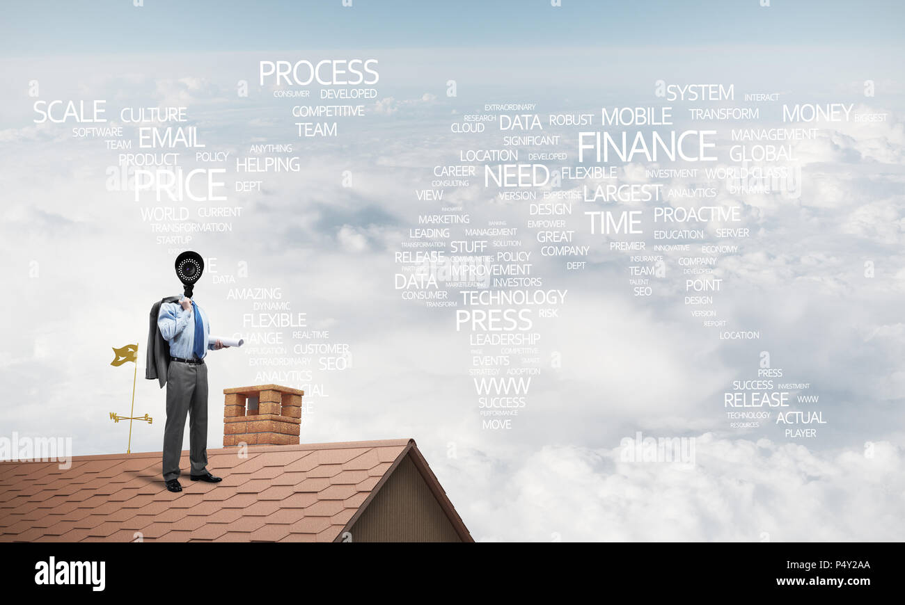 Concept of home security and privacy protection with camera head Stock ...