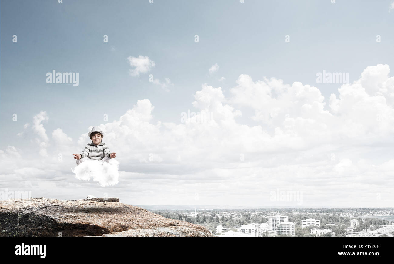 Young boy keeping mind conscious Stock Photo - Alamy