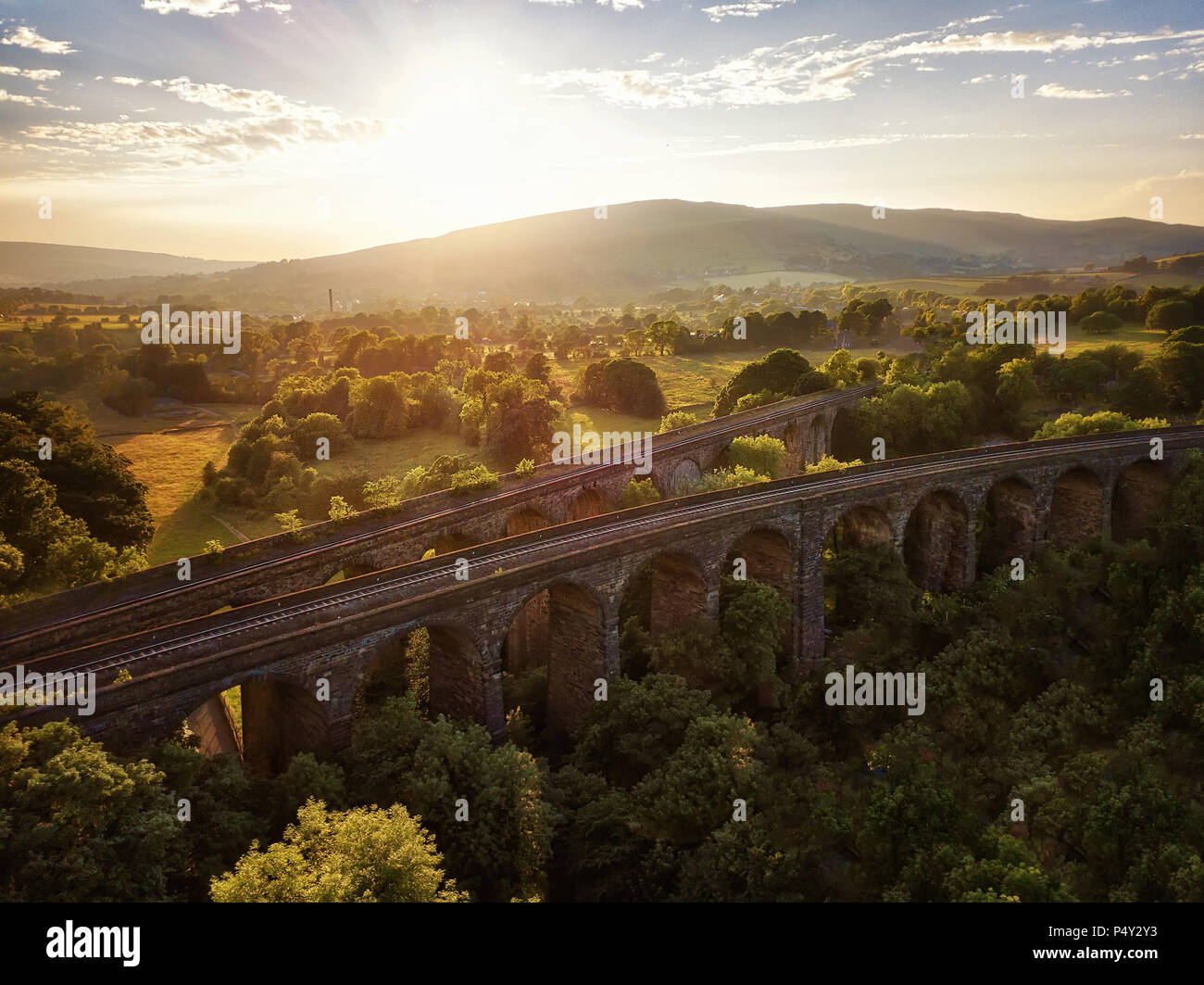 Double Railway Bridge in Peak District, United Kingdom, taken in 2018 ...