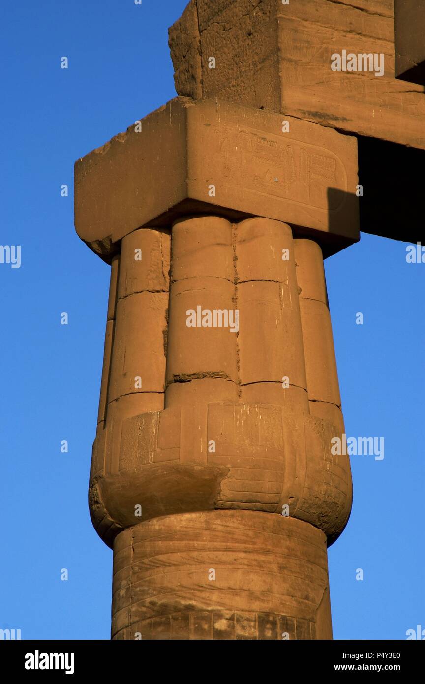 EGYPT. TEMPLE OF LUXOR. Fasciculatesd columns with papyrus capitals of ...