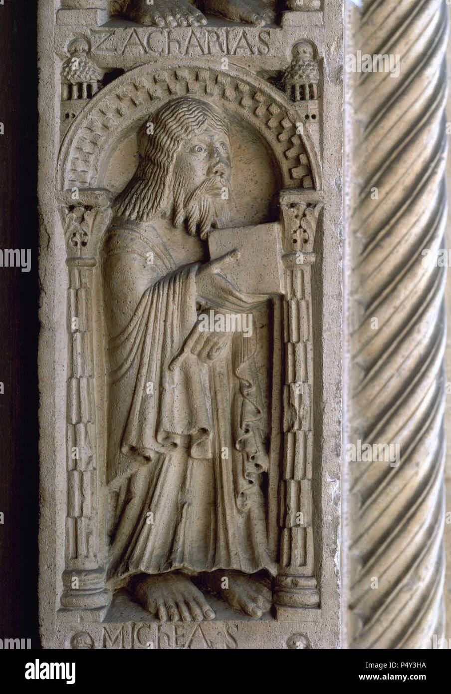 Zechariah. Minor prophet. Relief carved by Wiligelmo. 12th century ...