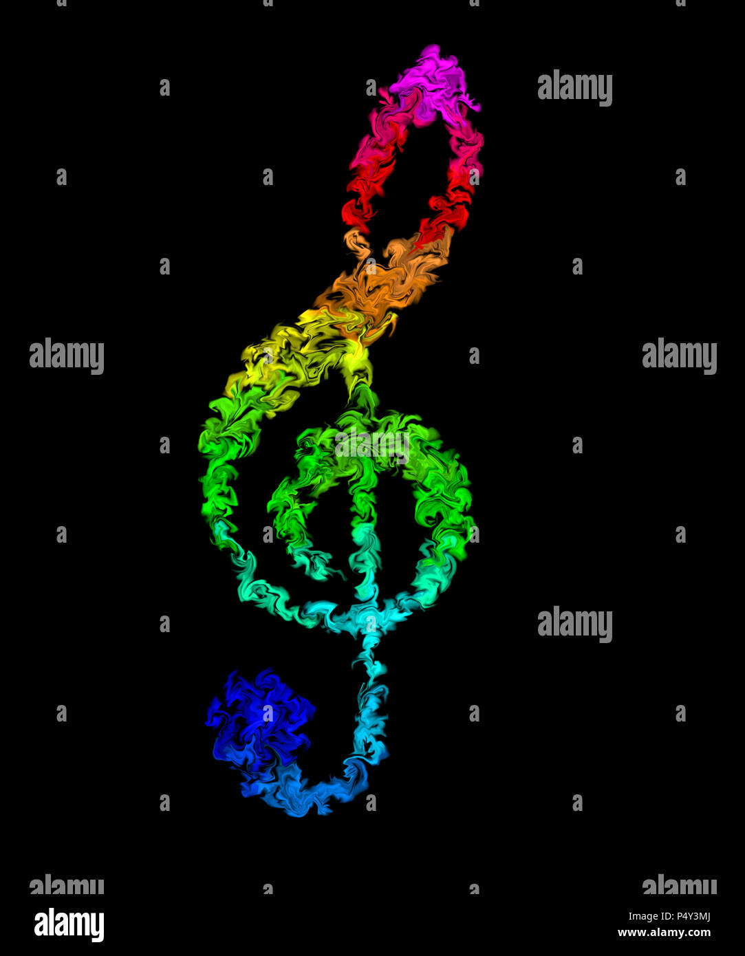Pulsing Rainbow Color Music Note - Smeared Fire Design Stock Photo - Alamy