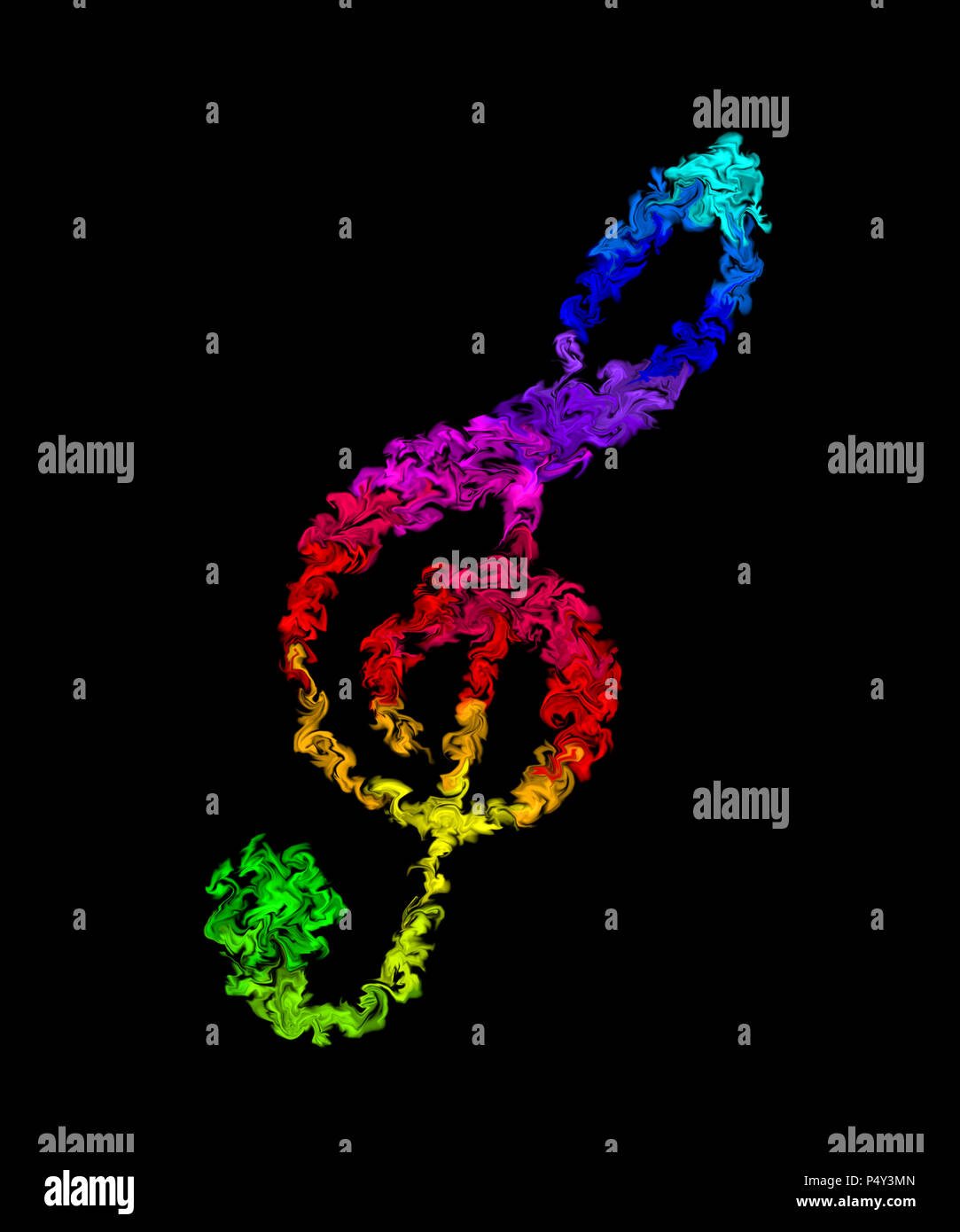 Pulsing Rainbow Color Music Note - Smeared Fire Design Stock Photo - Alamy
