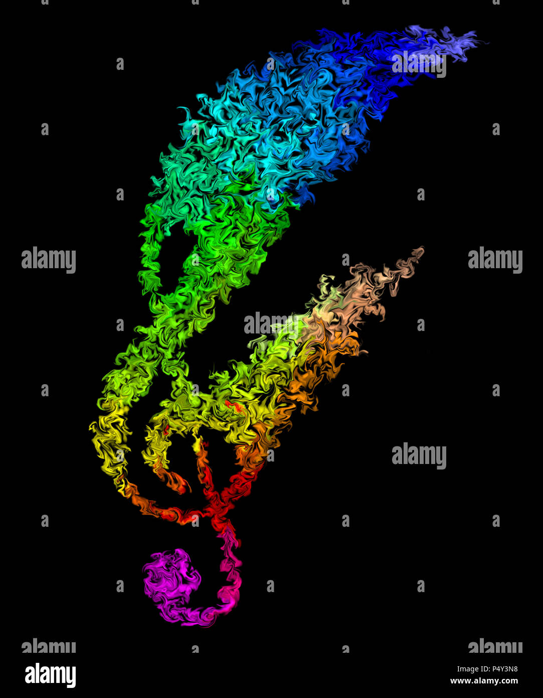 Pulsing Rainbow Color Music Note - Smeared Fire Design Stock Photo - Alamy
