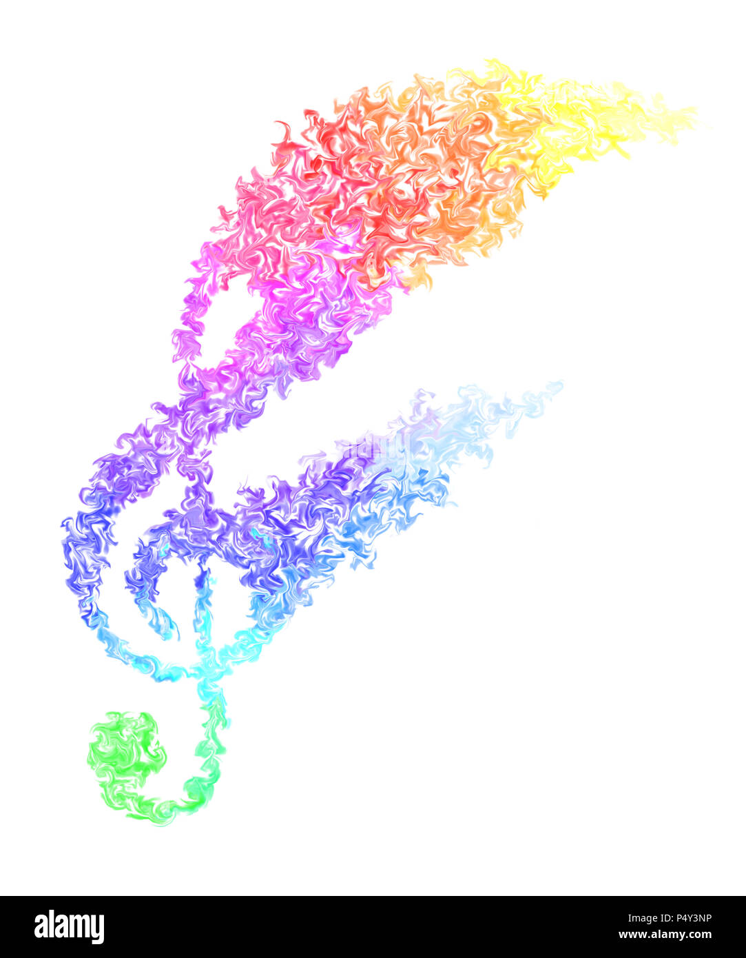 Pulsing Rainbow Color Music Note - Smeared Fire Design Stock Photo - Alamy