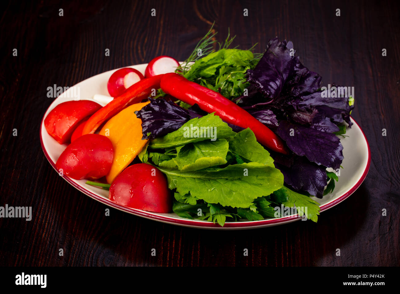 Fresh vegetables with basil and dill Stock Photo - Alamy